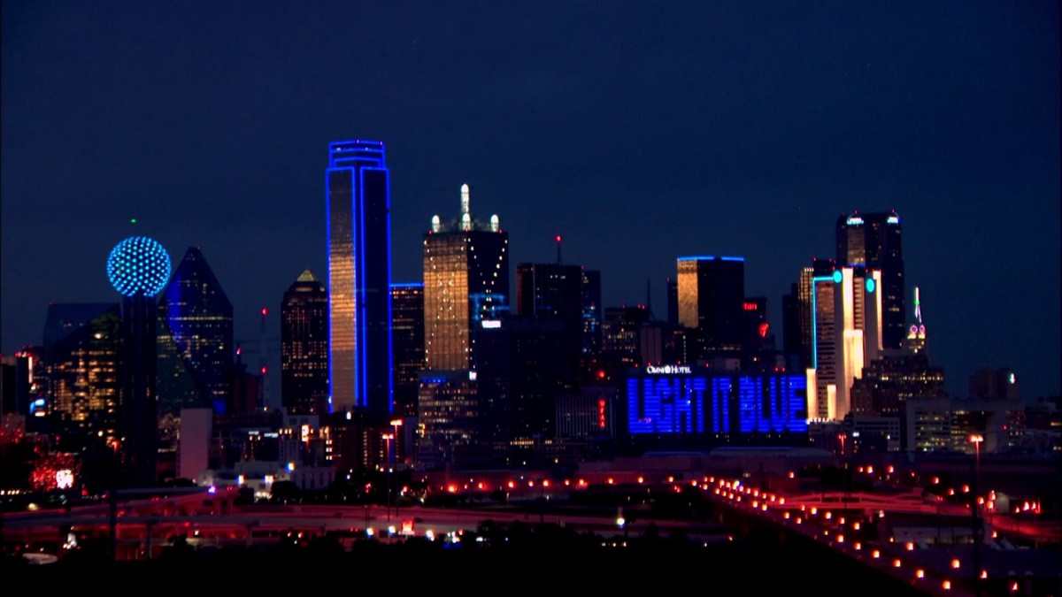 Dallas Skyline Lights Up Blue to Support Essential Workers During ...
