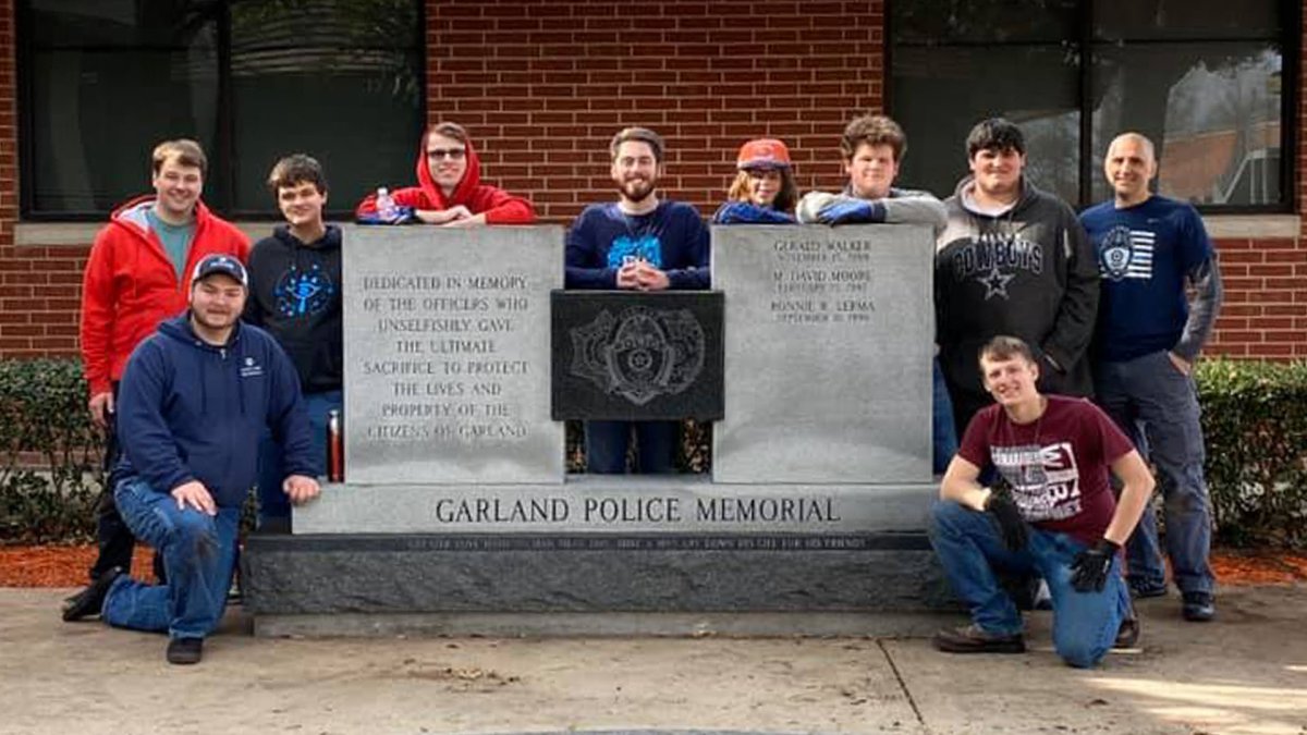Garland Police Memorial Cleaned by Son of Fallen Officer, Youth ...