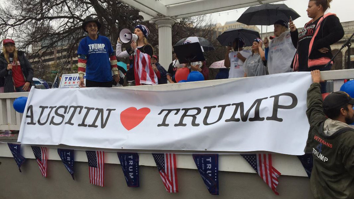 About 300 Rally for Trump Outside Texas Capitol Amid Rain – NBC 5 ...