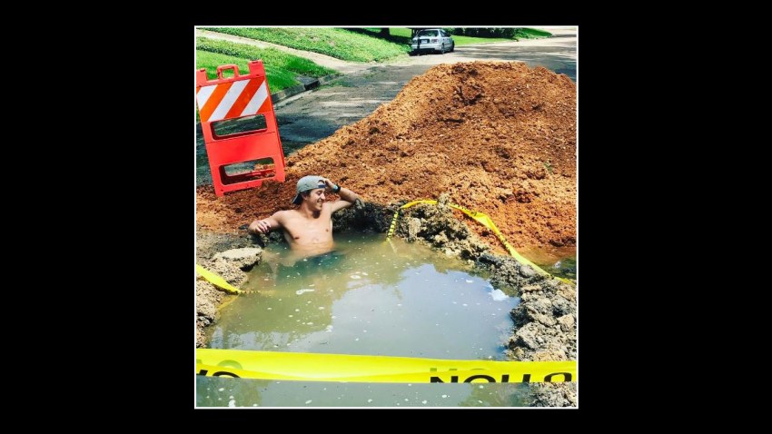 Man Uses Pothole as Hot Tub – NBC 5 Dallas-Fort Worth