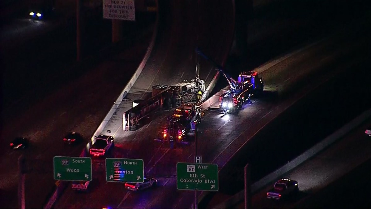 Raw Video: Flipped Semi Blocks Traffic on Dallas Mixmaster – NBC 5 ...