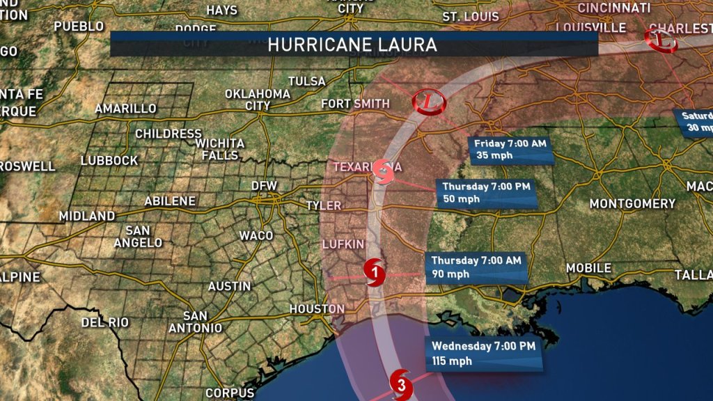 Hurricane Laura to Impact Texas Coast; What to Expect in Dallas-Fort ...