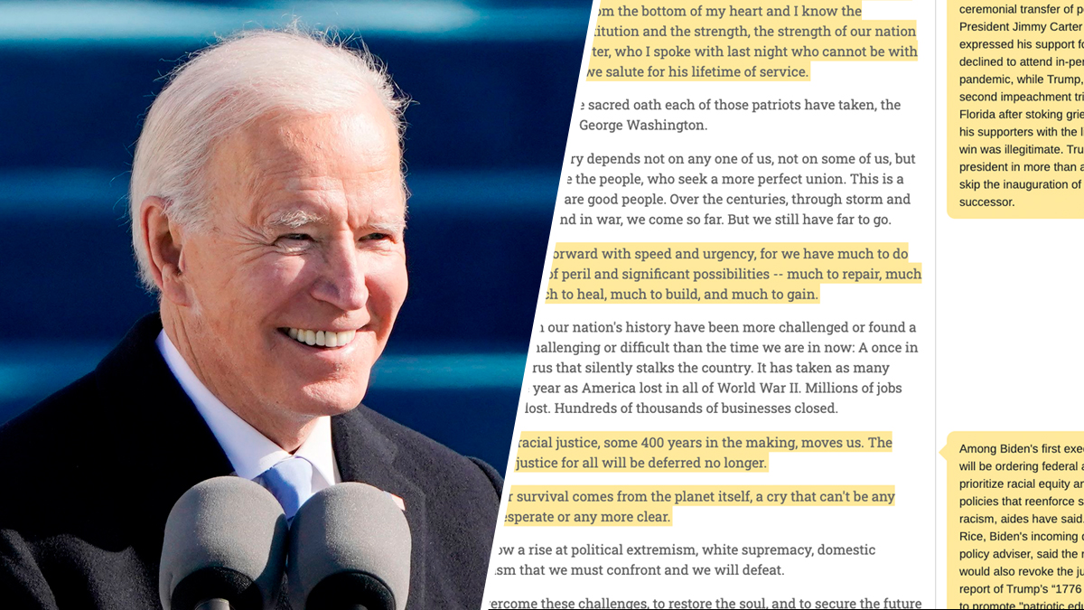 Read President Biden’s Full Inaugural Address, Annotated – NBC 5 Dallas ...