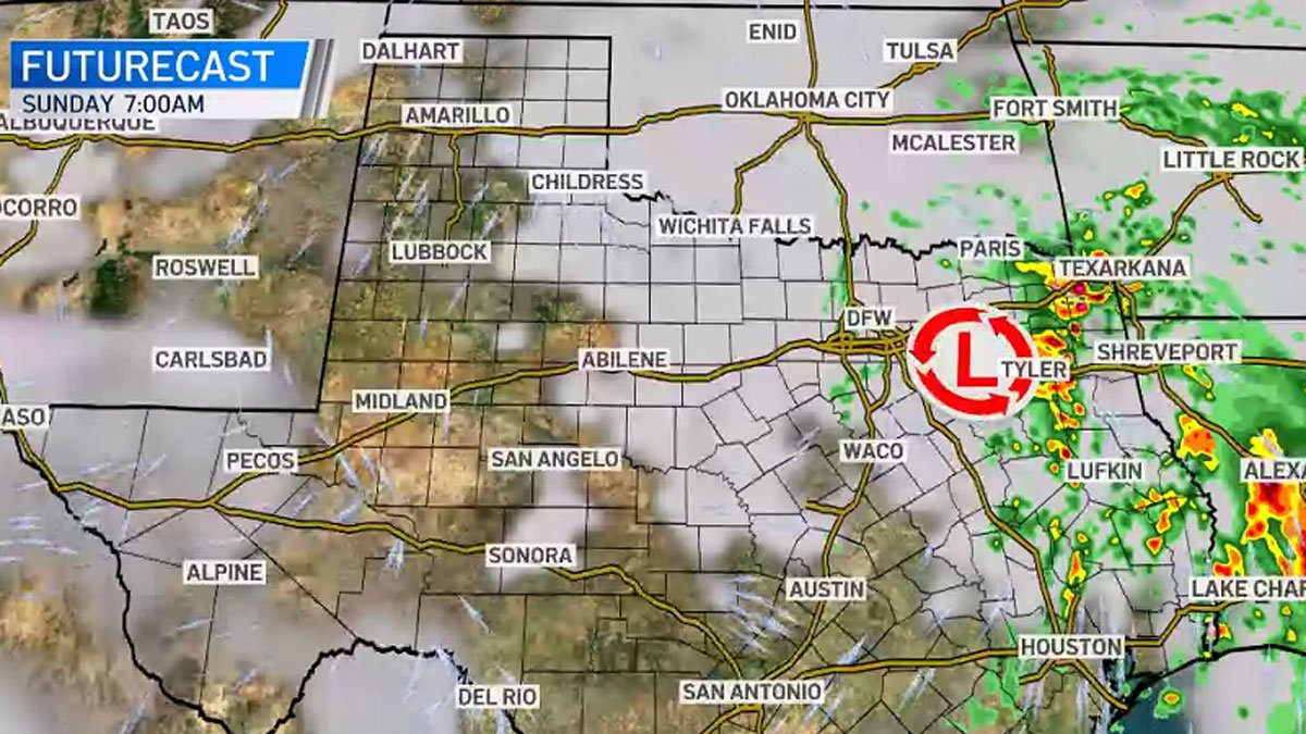 Rain Ending from West to East Sunday – NBC 5 Dallas-Fort Worth