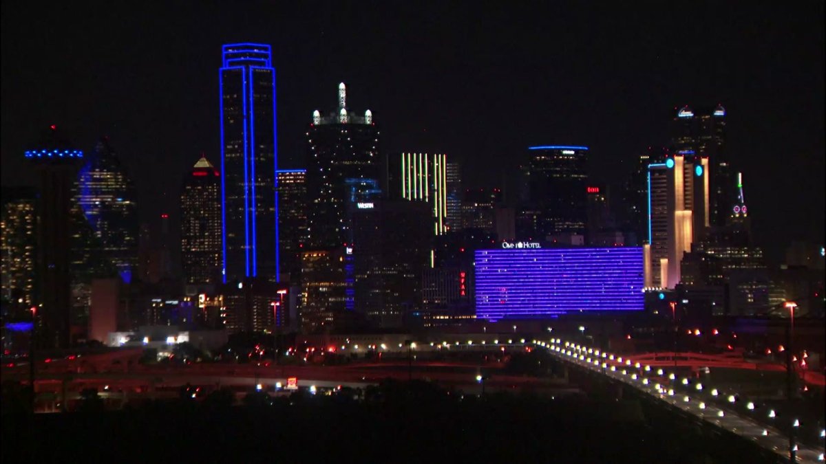 Dallas Skyline Lights Up Blue for Dallas Officer – NBC 5 Dallas-Fort Worth