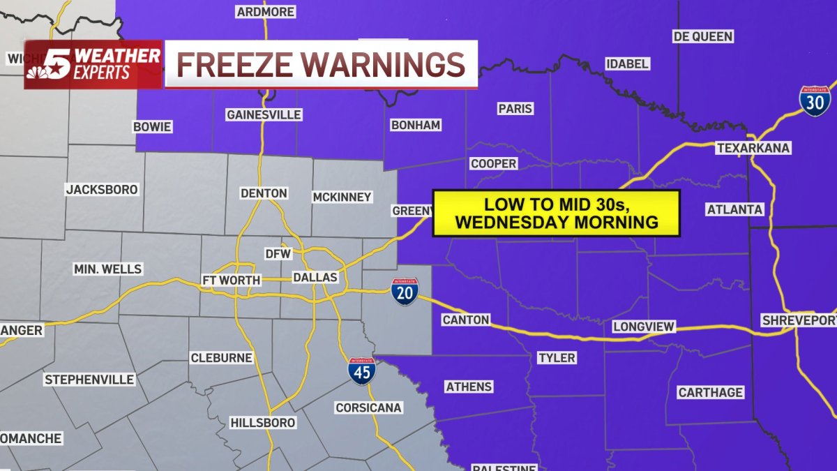NBC 5 Forecast: Freeze Warning Tonight North and East of Dallas – NBC 5 ...