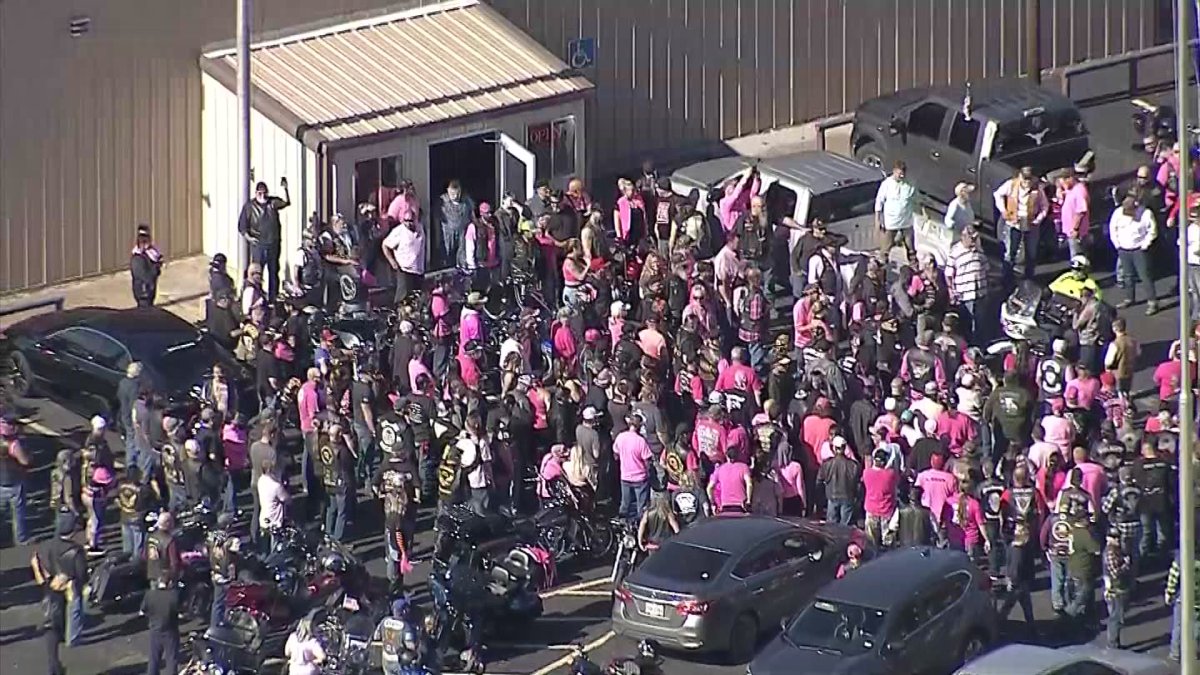 Hundreds of Bikers Ride in Pink to Honor Athena Strand – NBC 5 Dallas ...
