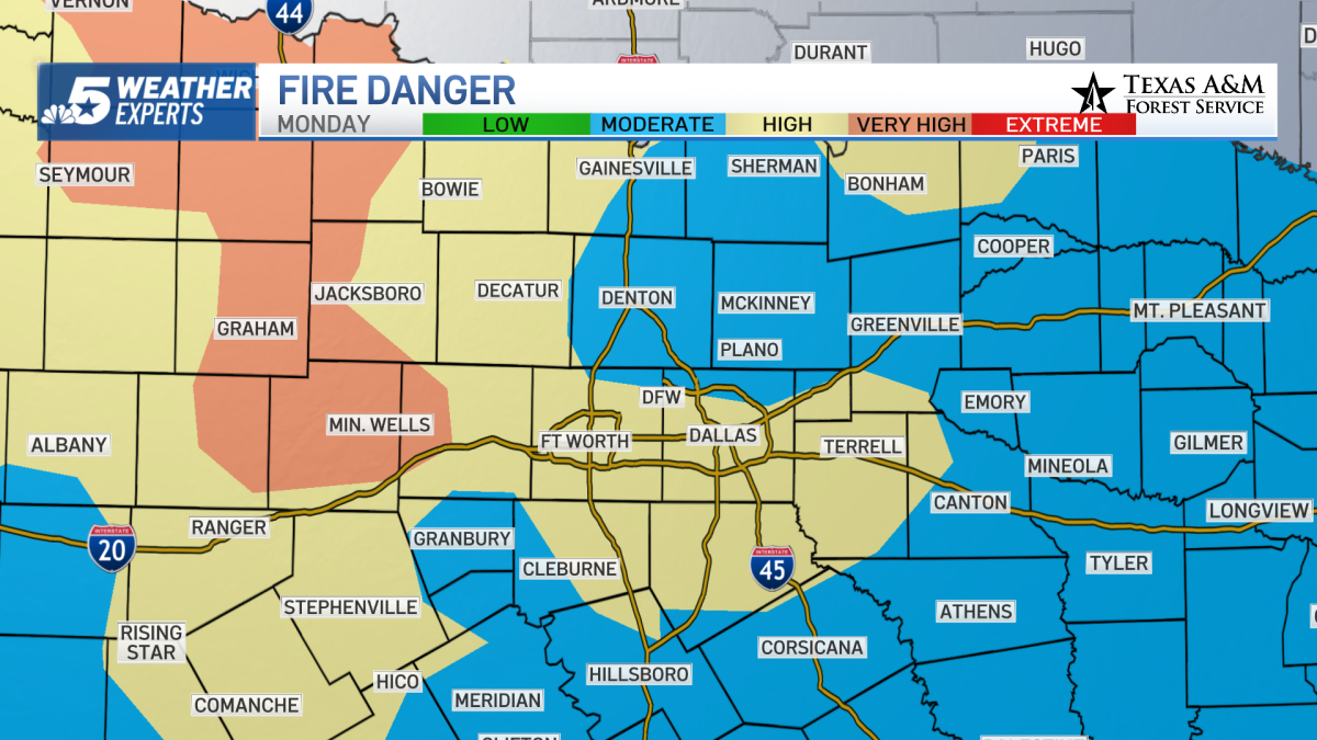 Wildfire Threat: Elevated Fire Danger Monday – NBC 5 Dallas-Fort Worth