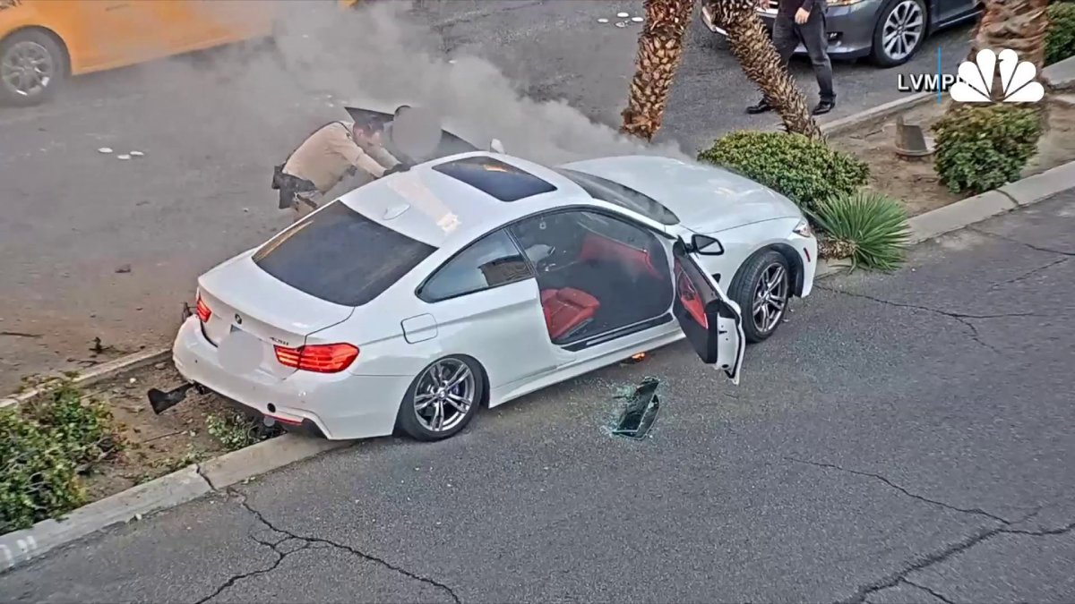 VIDEO: Driver Pulled From Burning Car in Harrowing Rescue on Las Vegas ...