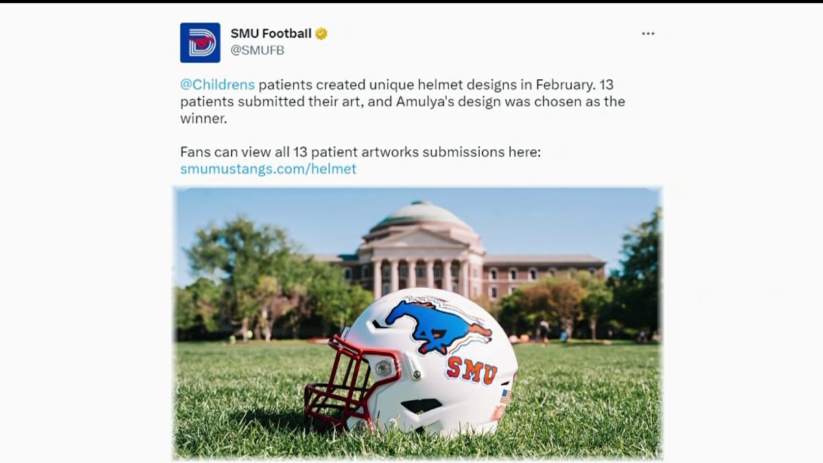 New SMU Helmets Designed by Children’s Health Patient – NBC 5 Dallas ...