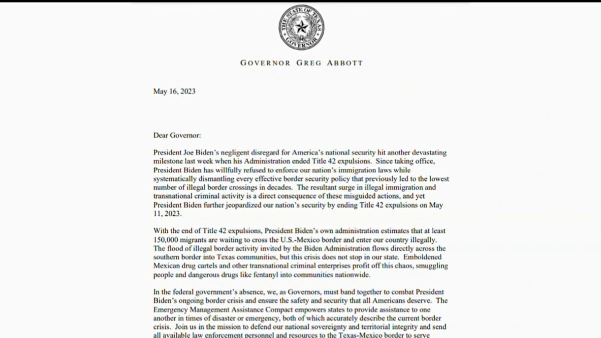 Gov. Greg Abbott Sends Letters to Other Governors, Asks Them to Send ...