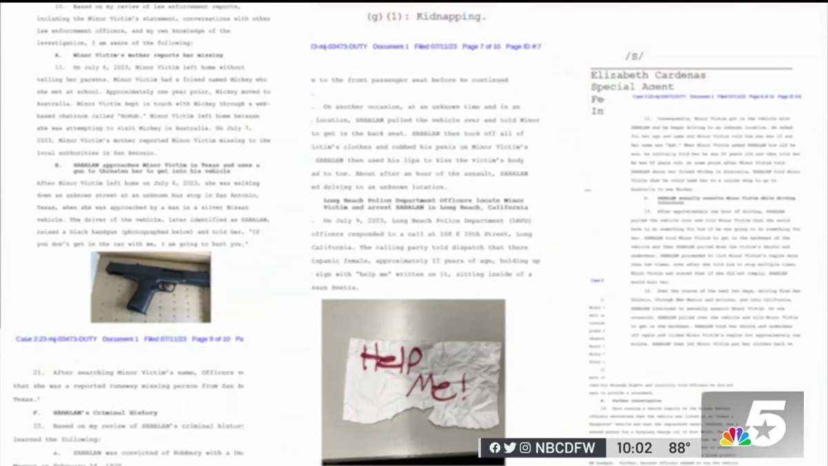 Kidnapped girl rescued after writing a note for help – NBC 5 Dallas ...