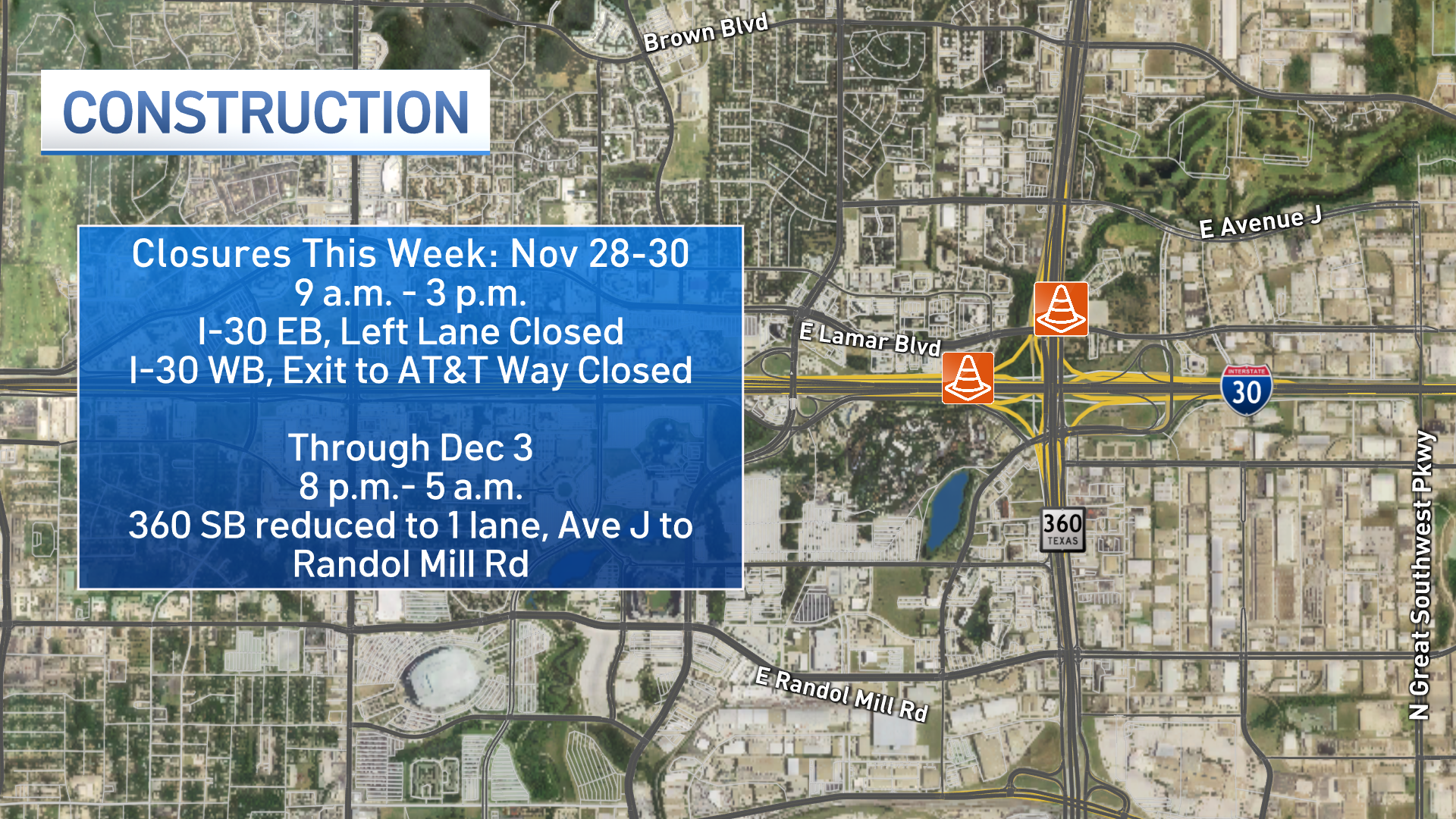 Arlington construction updates and road closures – NBC 5 Dallas-Fort Worth