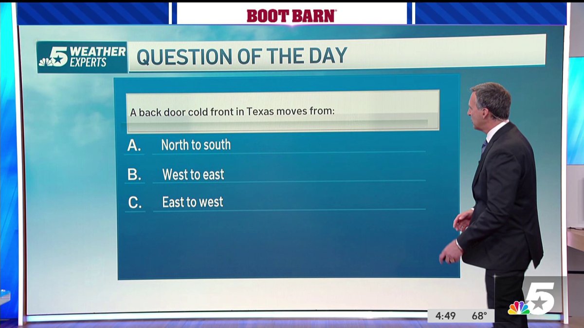 Weather Quiz: Back door cold front – NBC 5 Dallas-Fort Worth