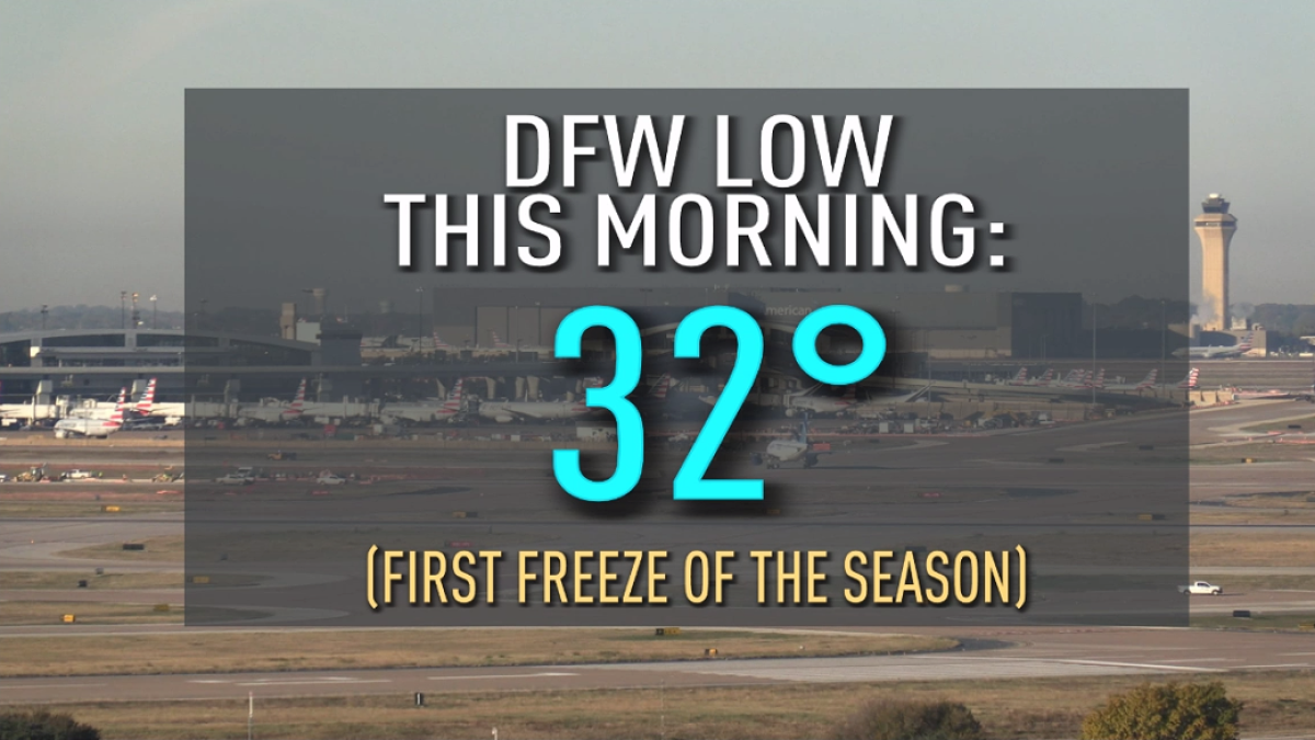 The first winter freeze was recorded at DFW airport in North Texas ...