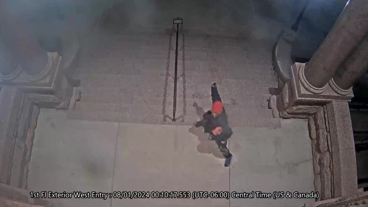 Man recorded throwing rock through county courthouse window – NBC 5 ...