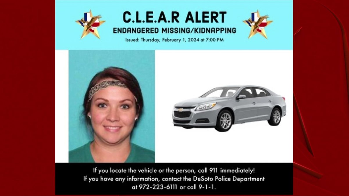 CLEAR Alert canceled for kidnapped Desoto woman – NBC 5 Dallas-Fort Worth