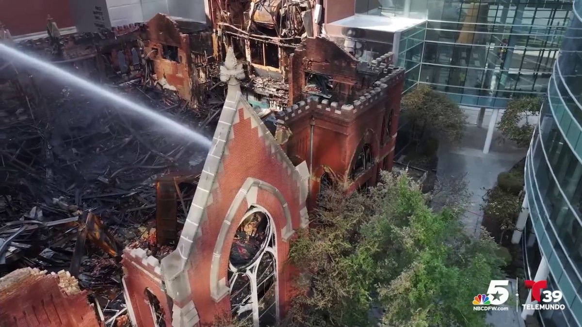 Drone footage of fire damage at First Baptist Dallas Church – NBC 5 ...