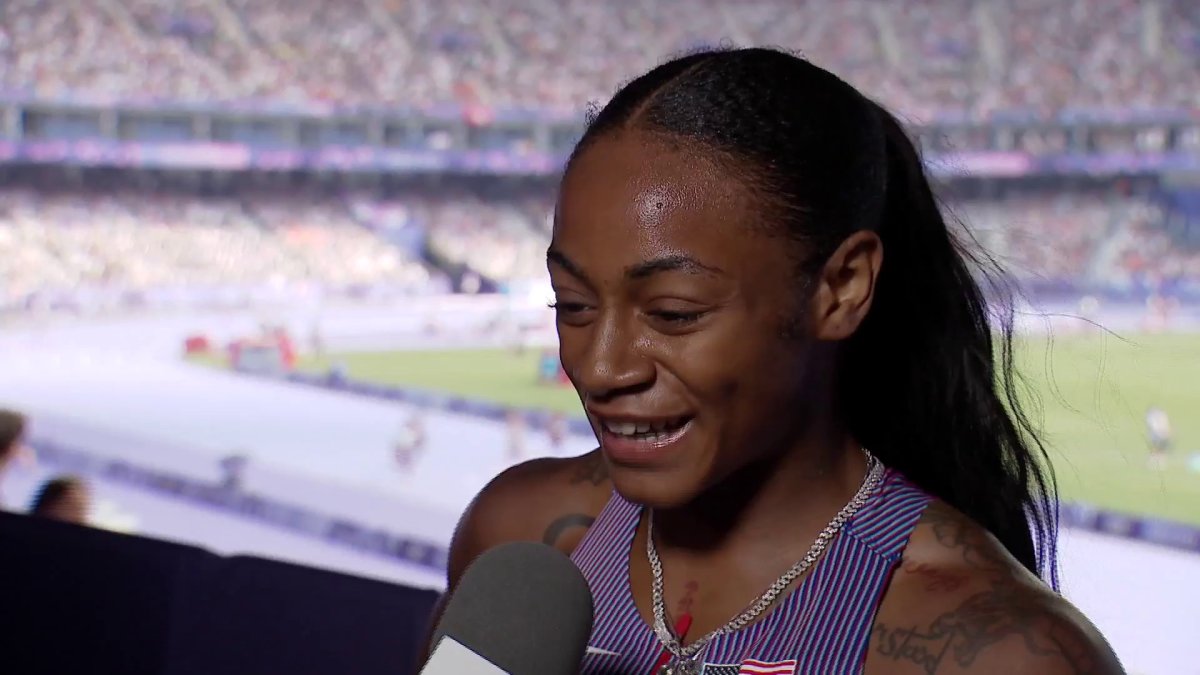 Sha’Carri Richardson shares her post-race thoughts with NBC 5’s Laura ...