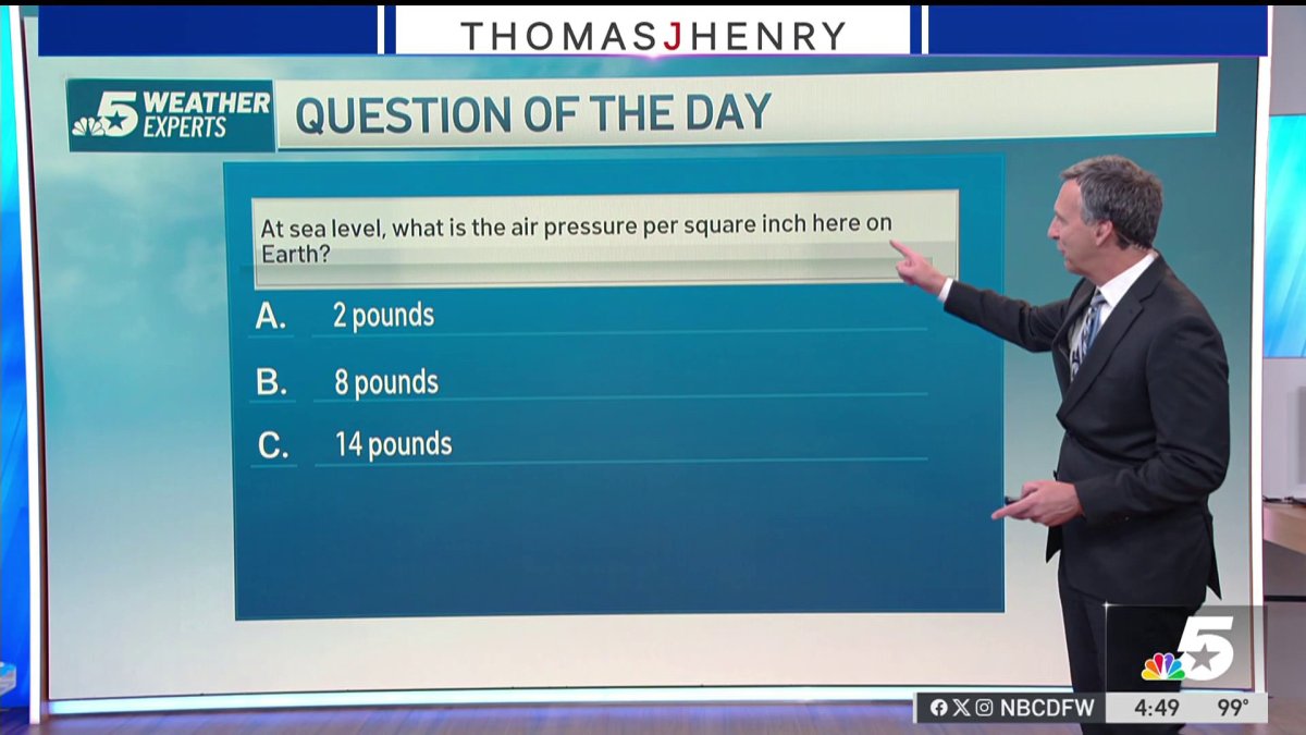 Weather Quiz: Sea level & air pressure – NBC 5 Dallas-Fort Worth