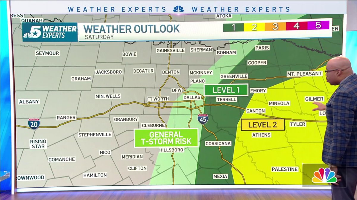 NBC 5 Forecast: Severe weather threat east of DFW Saturday morning ...