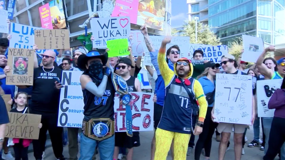 Mavs fans protest outside first home game without Luka – NBC 5 Dallas ...