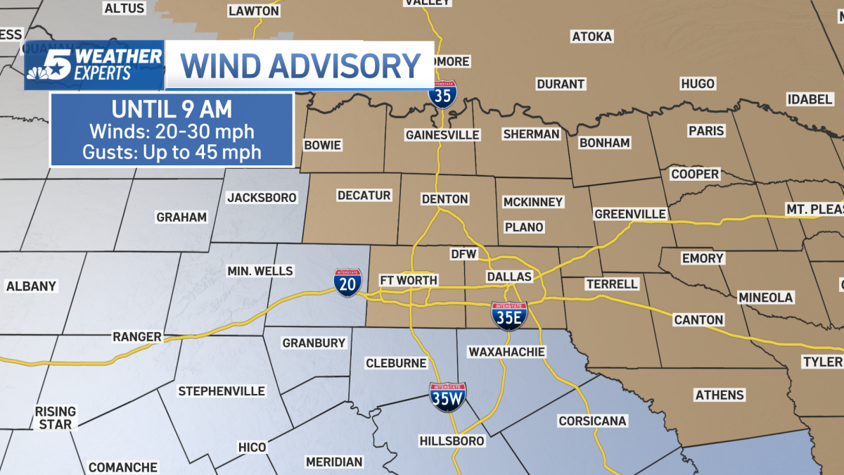 New Wind Advisory issued for North Texas through 9 a.m. Wednesday – NBC ...