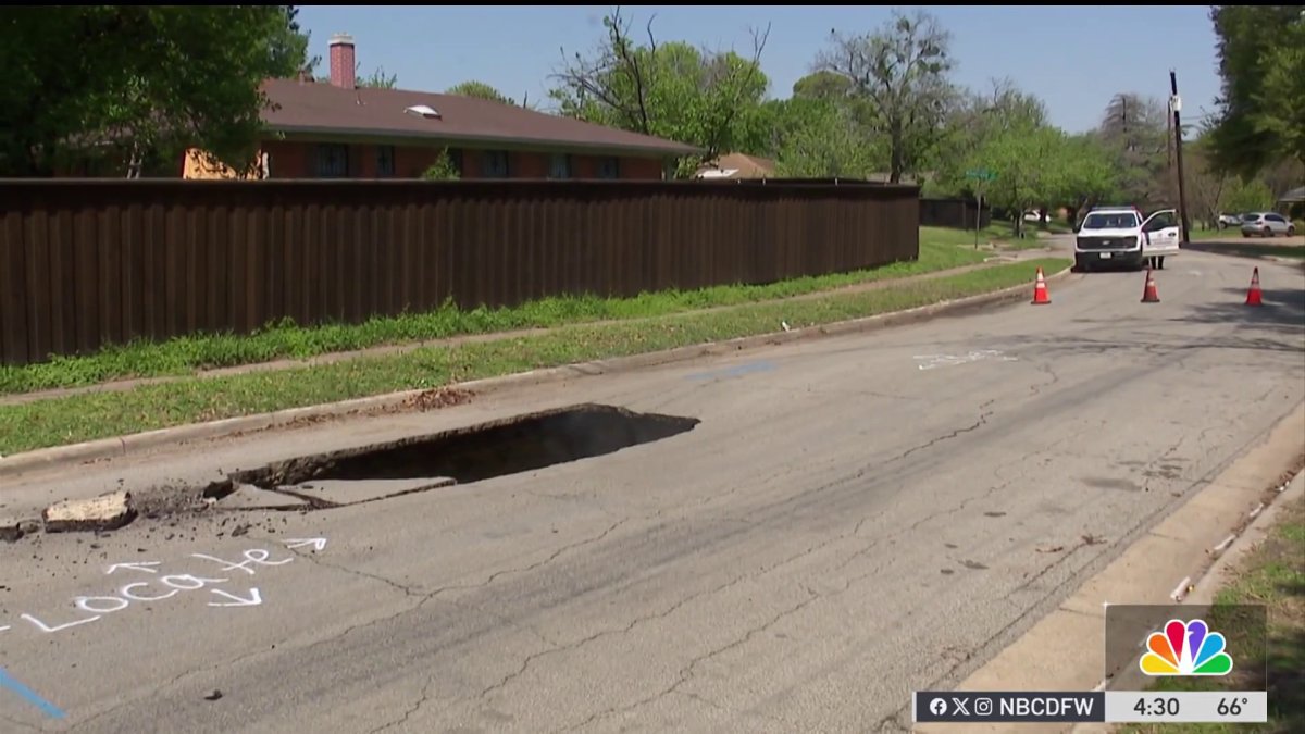 Dallas sinkhole swallows part of a truck sending driver to the hospital ...