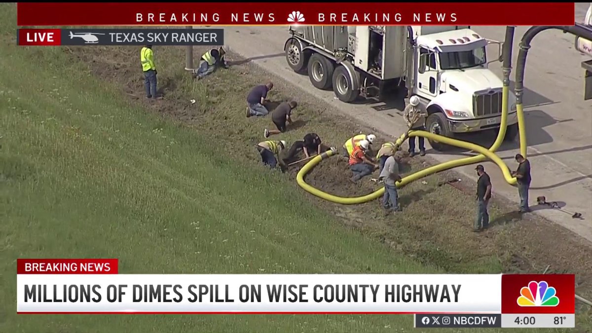 Millions of dimes spill on Wise County highway – NBC 5 Dallas-Fort Worth