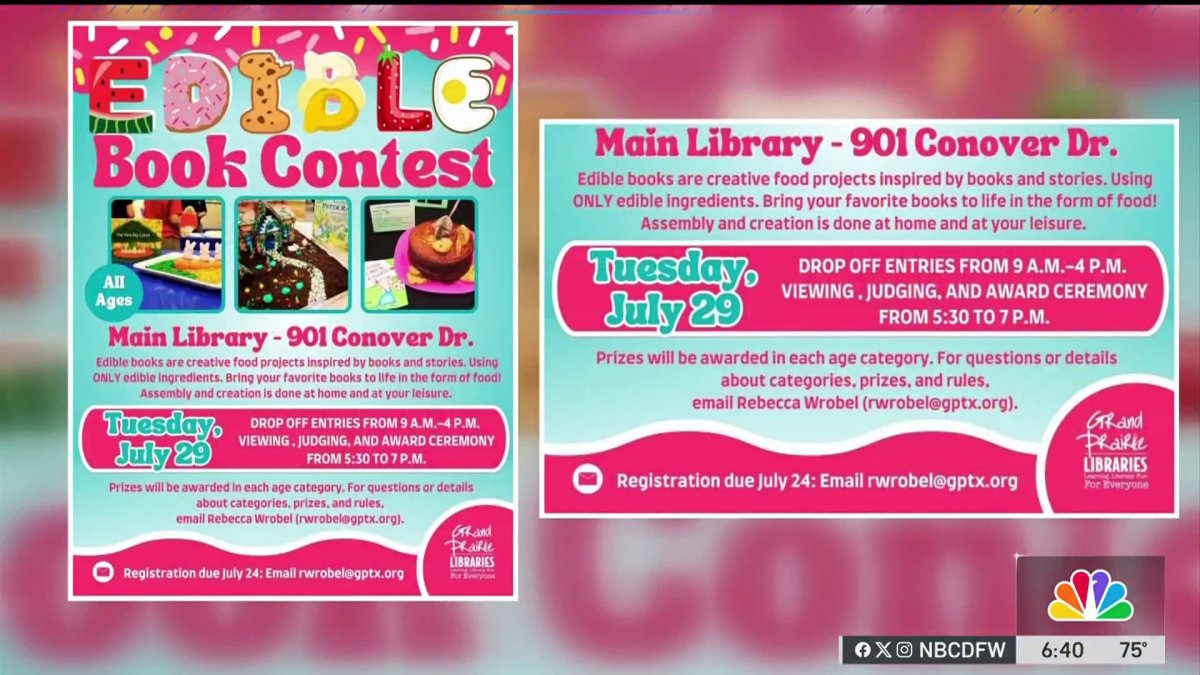 Grand Prairie Public Library hosts edible book contest – NBC 5 Dallas ...