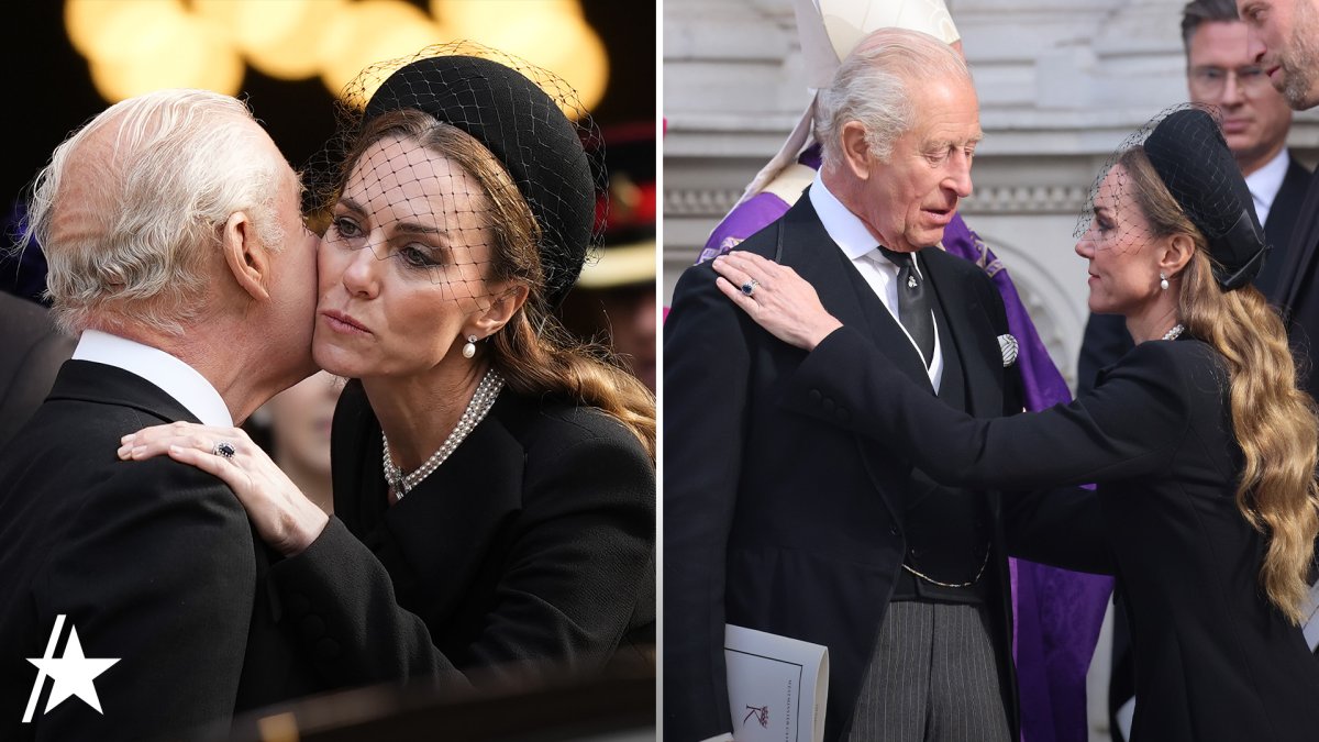 Kate Middleton gives King Charles kiss & curtsy at Duchess of Kent’s ...