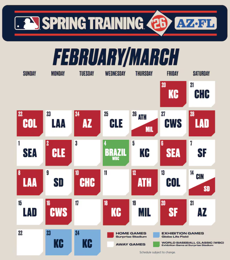 Texas Rangers 2026 spring training schedule includes WBC game – NBC 5 ...