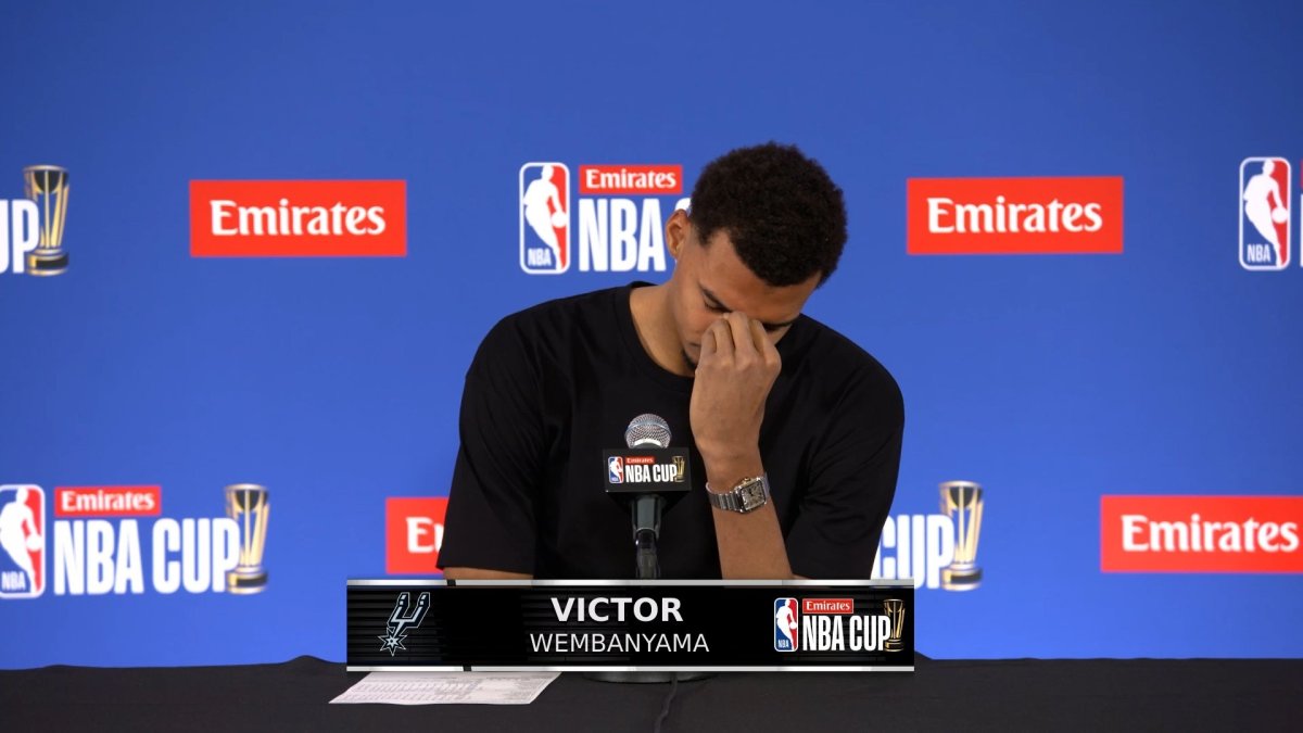purs star Victor Wembanyama was emotional during a postgame press ...