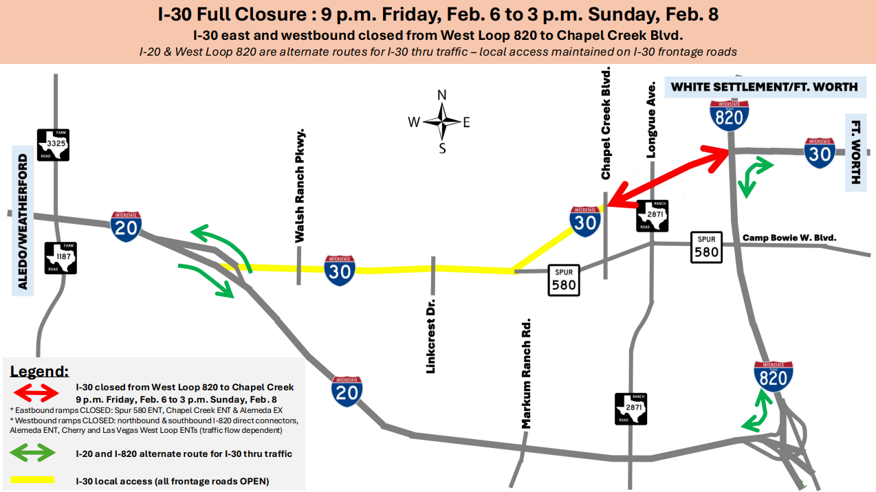 Traffic closure on I-30 in Arlington and Fort Worth this weekend – NBC ...