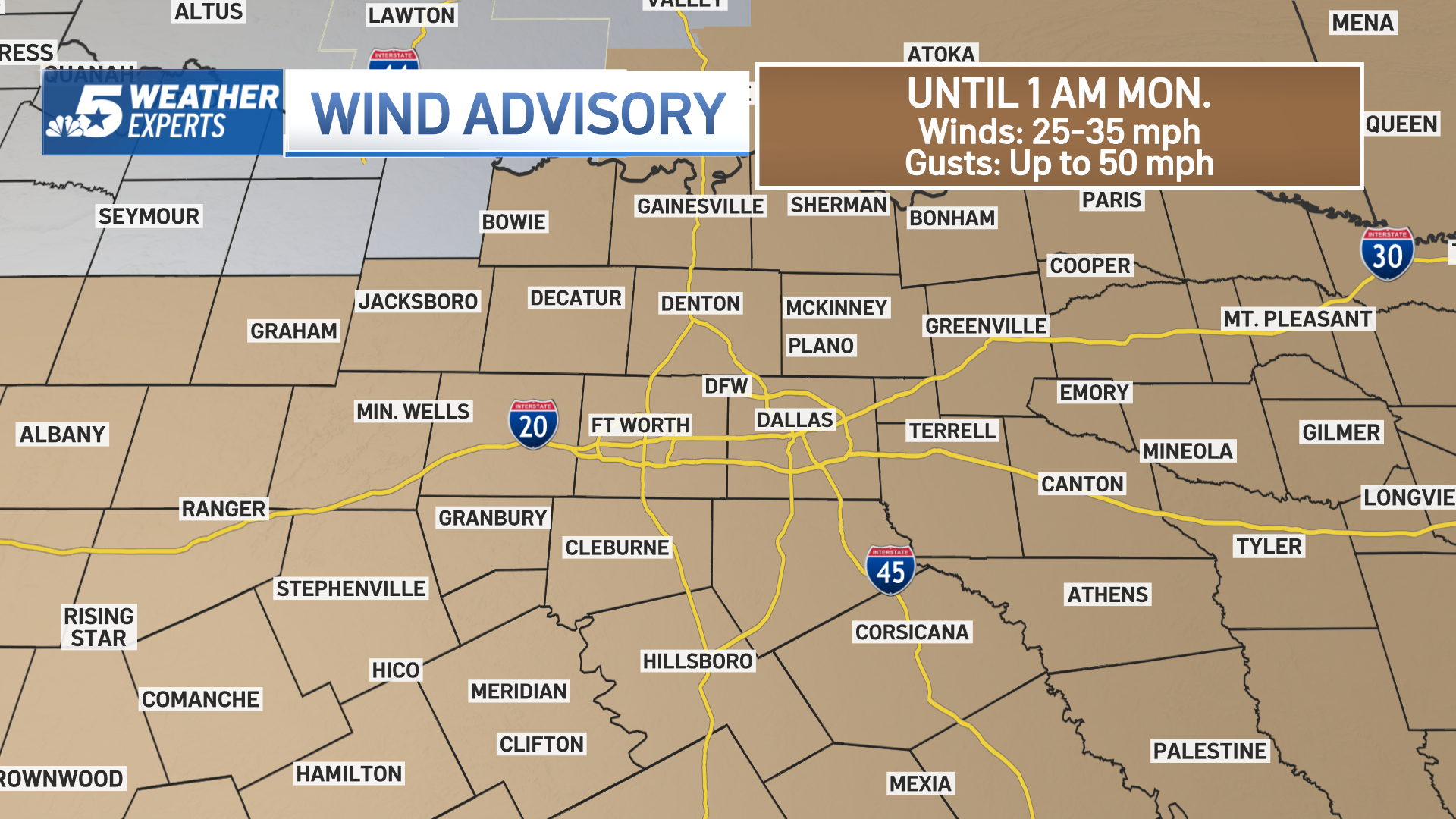 High winds in North Texas prompt highway closures and concert cancel ...