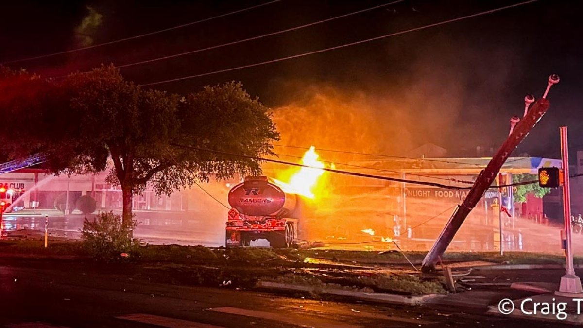 Fort Worth gasoline tanker catches fire after hitting power lines – NBC ...